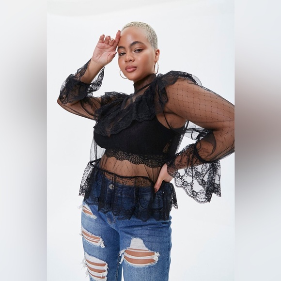 Forever 21 | Tops | Plus Size Sheer Lacetrim Top | Poshmark